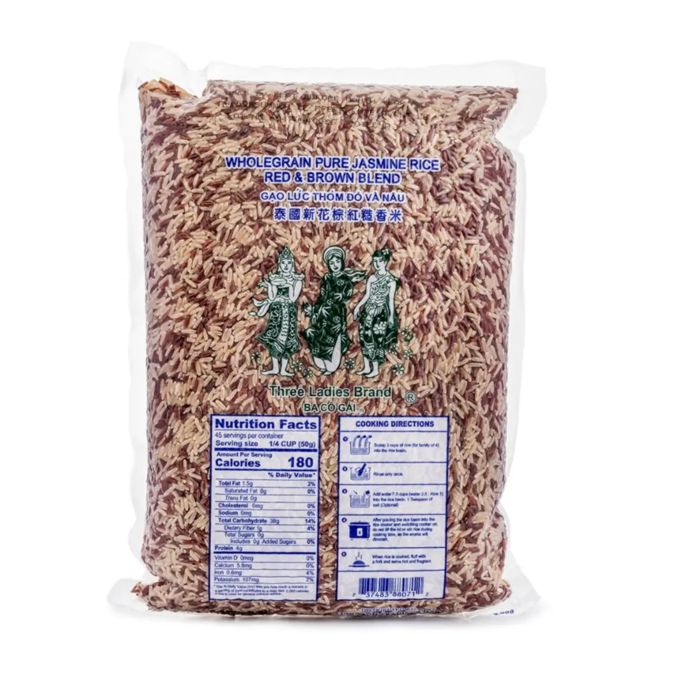Three Ladies Brand Jasmine Rice Red & Brown Blend 5 lb | Dakoli